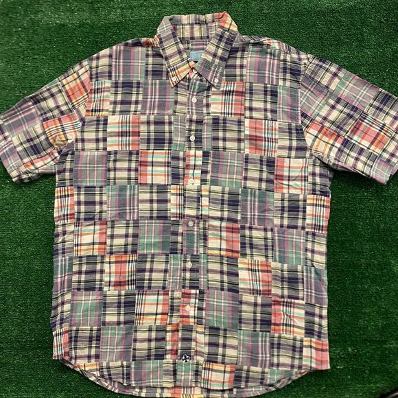 Vintage | Shirts | Patchwork Plaid Vintage 9s Preppy Button Up Shirt ...